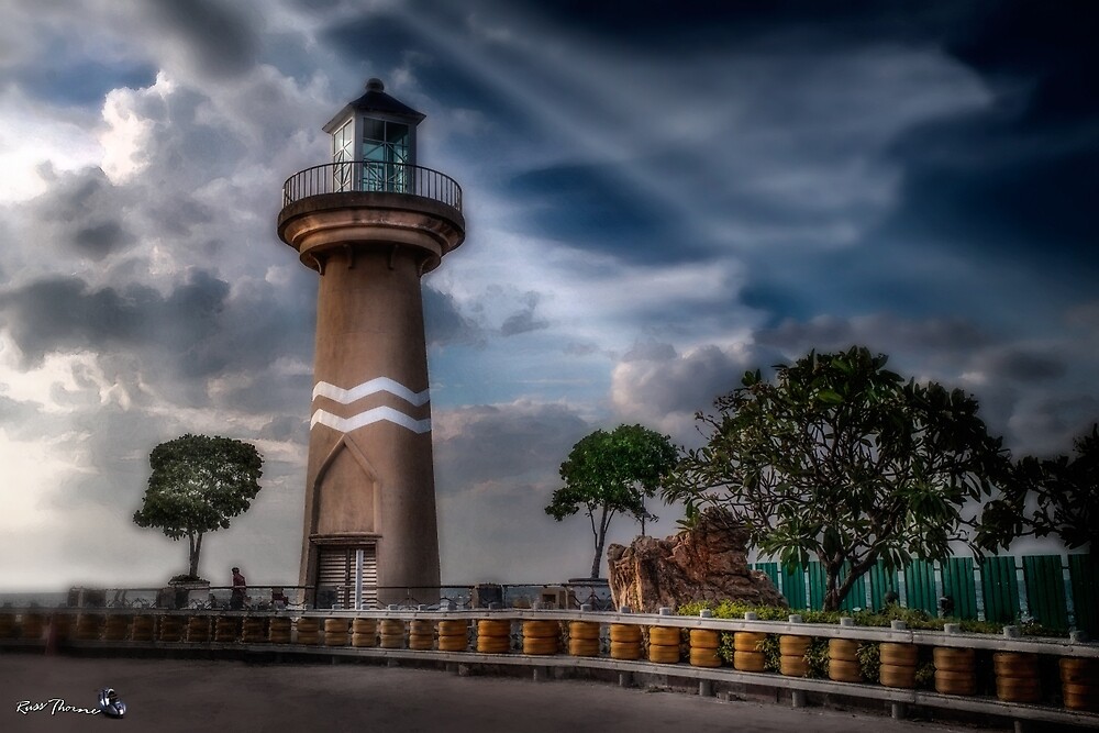 "The Pattaya Bay Lighthouse" by Russell Thorne | Redbubble