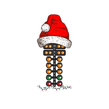 "Merry Christmas Drag Racing Tree Santa Xmas Lights Racer" Sticker for ...
