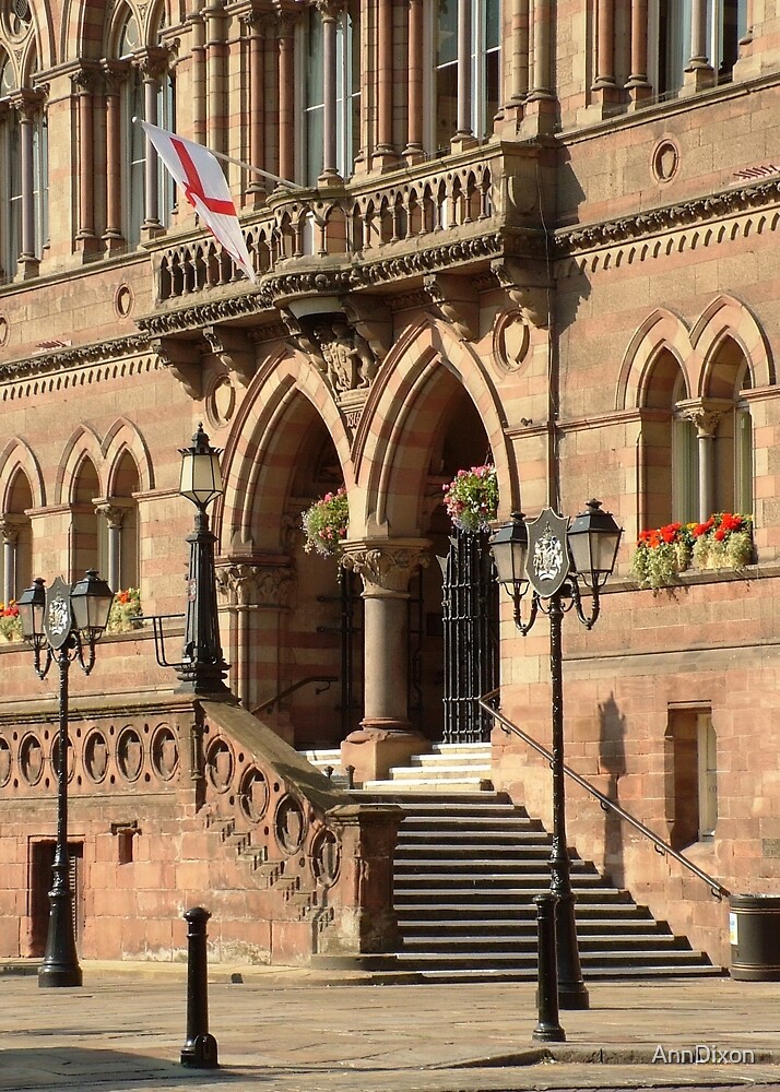 "Chester Town Hall Steps," by AnnDixon | Redbubble