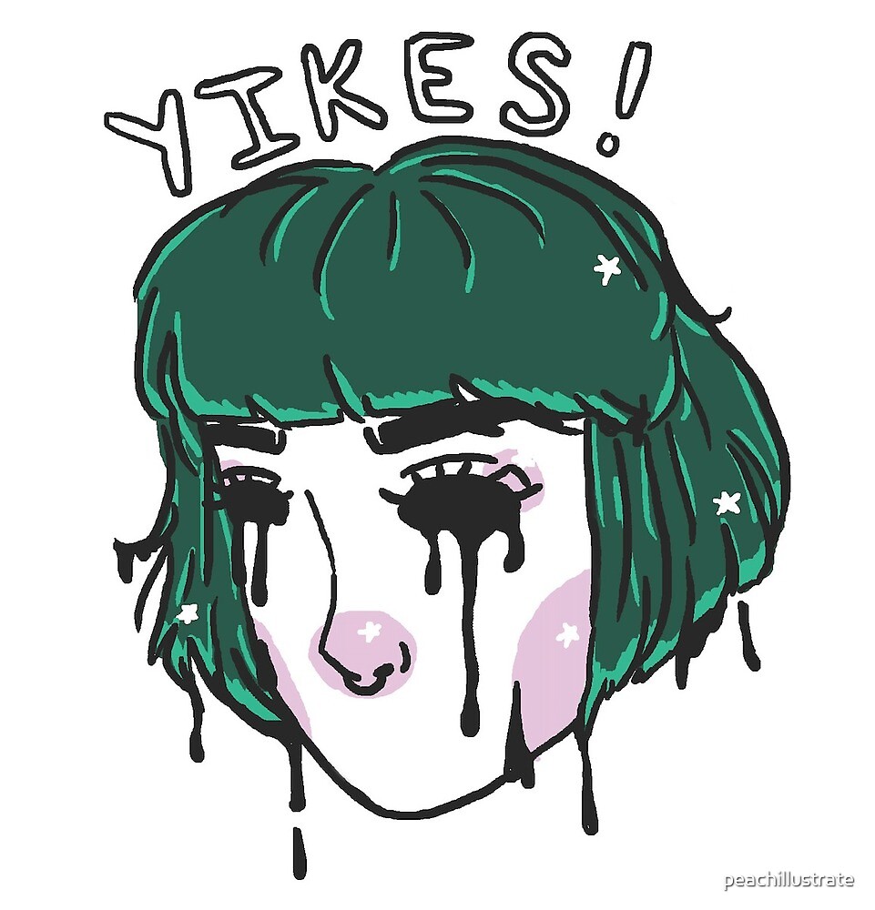 "Yikes! Cute Green Hair Pixel Girl" by peachillustrate | Redbubble