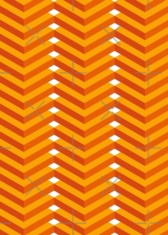 "Desert Orange and Yellow Isometric Chevron on White Geometric Pattern ...