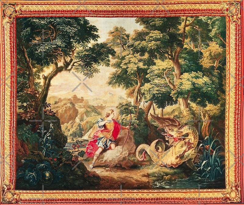 "Apollo and the Serpent Python In Woodland Landscape ,Antique French ...