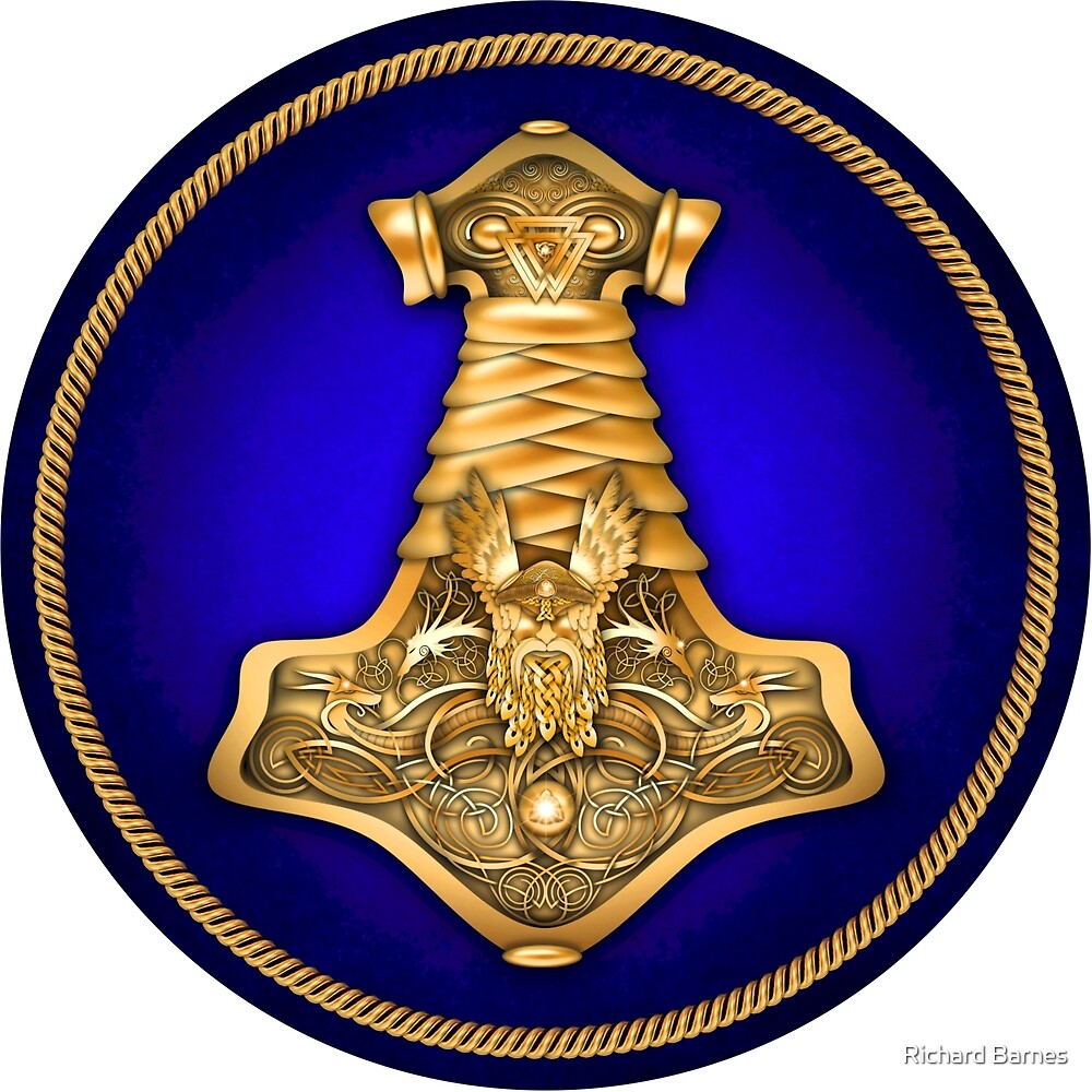 "Norse Thor's Hammer - Blue" by Ricky Barnes | Redbubble