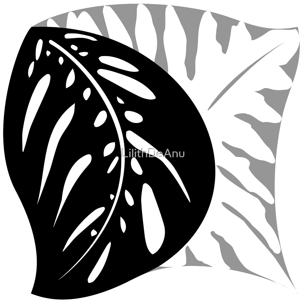 "Tropical Leaves B&W, Gray Single Tessellation" by LilithDeAnu | Redbubble