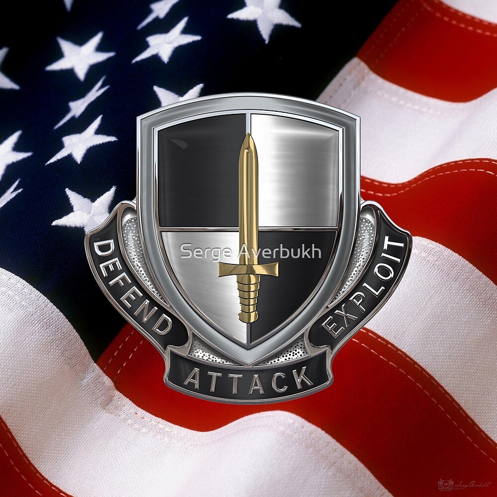 "U.S. Army Cyber Corps - Regimental Insignia over American Flag" by ...