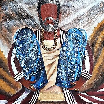 "Moses Mosheh Hebrew Bible Ten Commandments Painting" Sticker for Sale ...