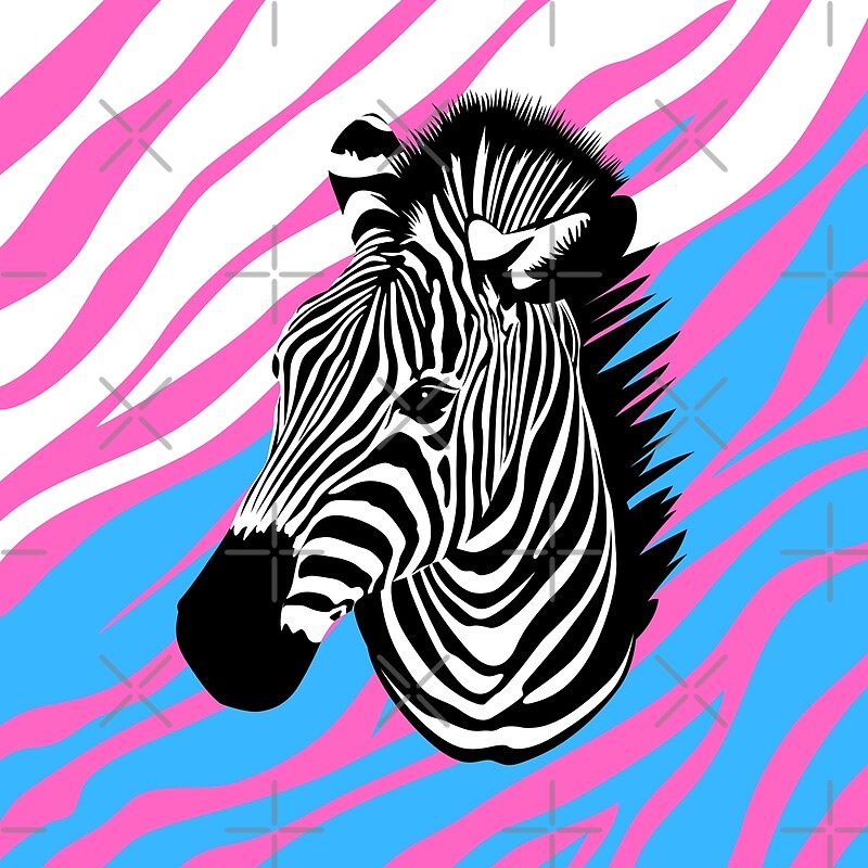 "Zebra | Pink and blue | Animal printing" by Grifon-J | Redbubble