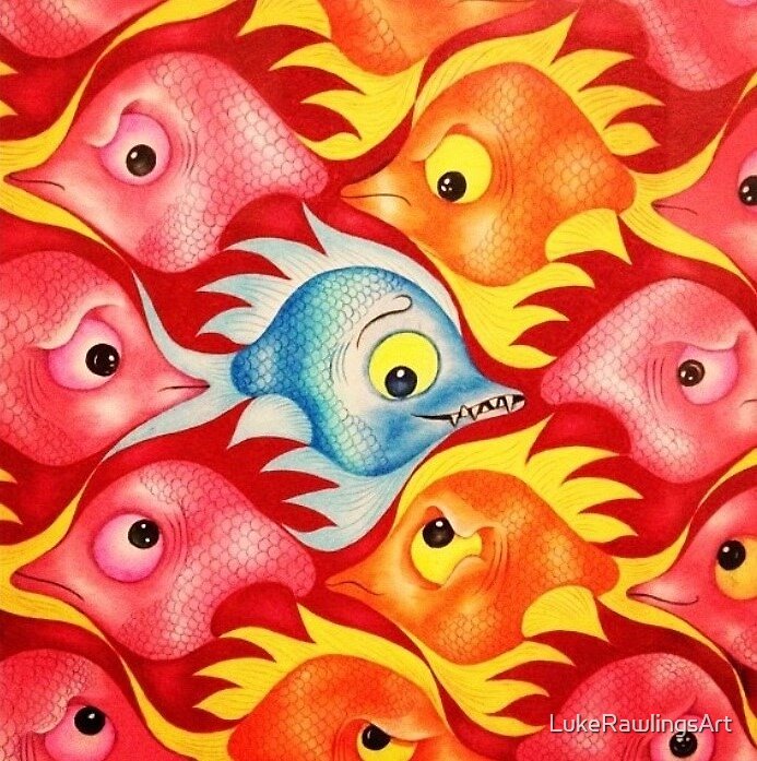 "Happy Hand-Drawn Tessellation Fish - Drawing #25" by LukeRawlingsArt ...
