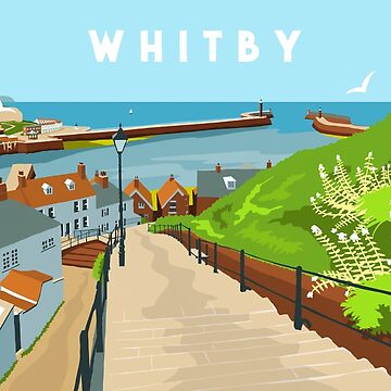 "Whitby (199 Steps) Print" Sticker for Sale by Richard O'Neill | Redbubble
