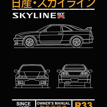 "Blueprint of the Skyline R33" Sticker for Sale by rogue-design | Redbubble