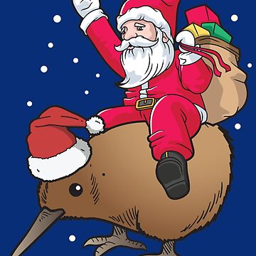"Funny New Zealand Santa Riding Kiwi Bird Holiday Christmas Tree Bauble ...