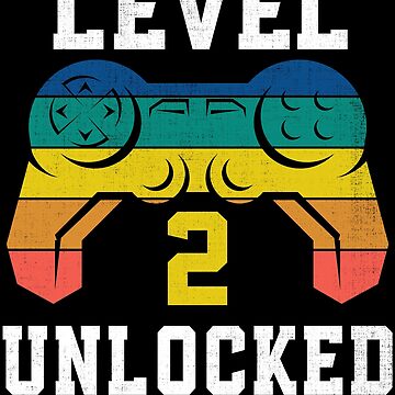 "Level 2 Unlocked, 2nd Gamer Birthday Distressed" Essential T-Shirt for ...