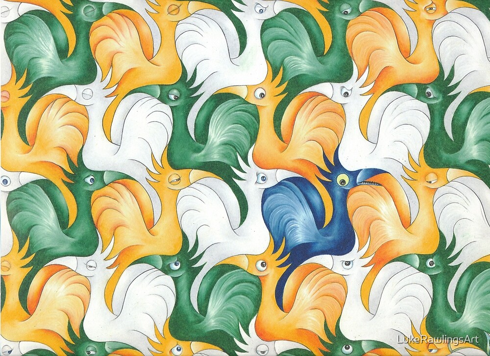 "Hand-Drawn Tessellation of a Flock of Birds - Drawing #36" by ...