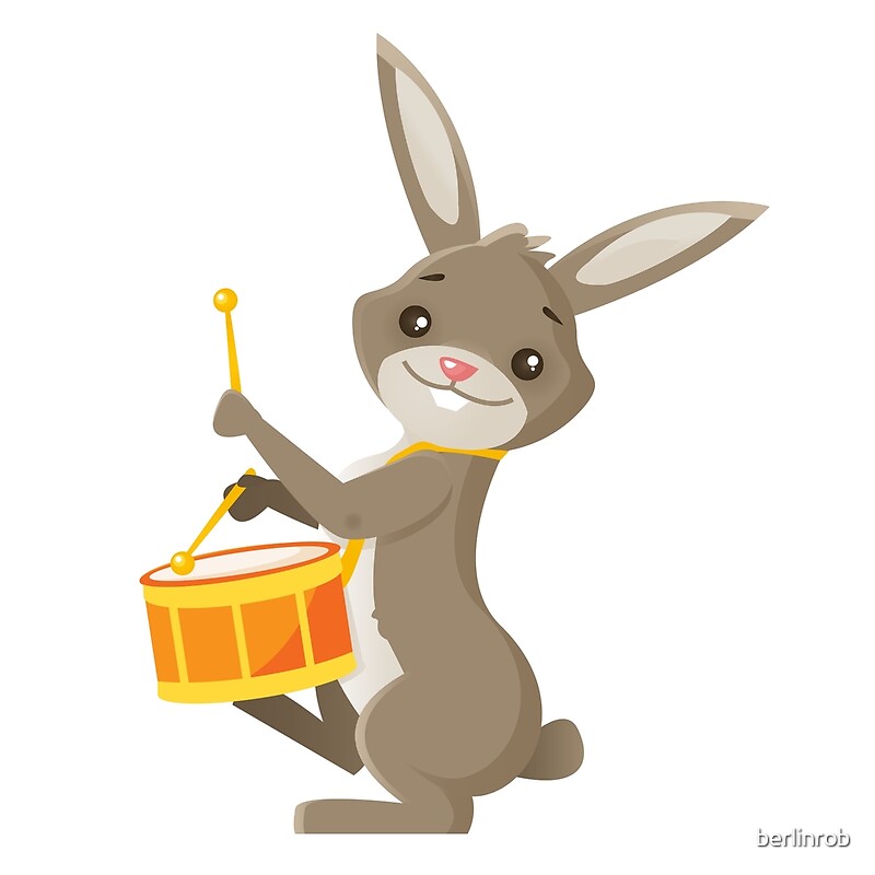 "Funny cartoon rabbit playing drums" by berlinrob | Redbubble