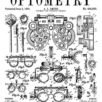 "Optometrist Optometry Eye Doctor Tools Vintage Patent Print" Art Print ...