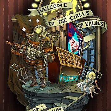 "Circus of Values" Sticker for Sale by bezzycay | Redbubble