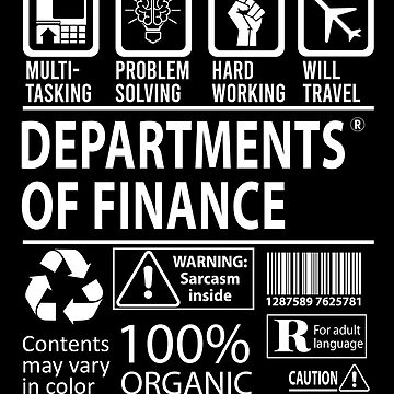 "Departments Of Finance T Shirt - MultiTasking Certified Job Gift Item ...