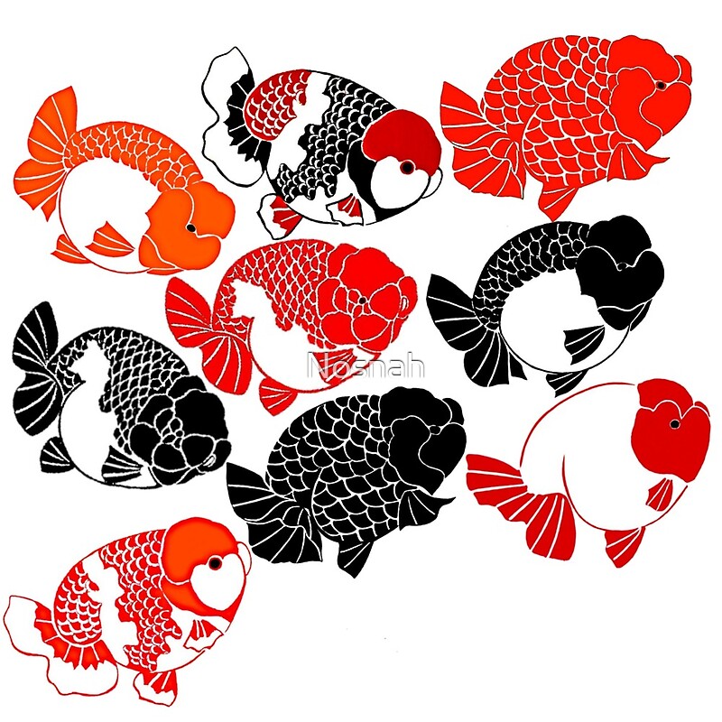 "Ranchu Goldfish Side View Logo 9" by Nosnah | Redbubble