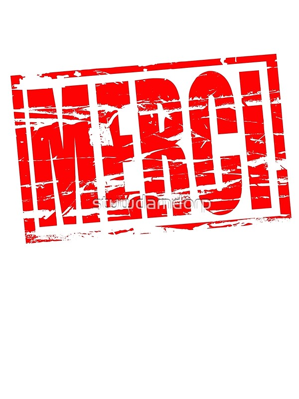 "Merci red rubber stamp effect" by stuwdamdorp | Redbubble