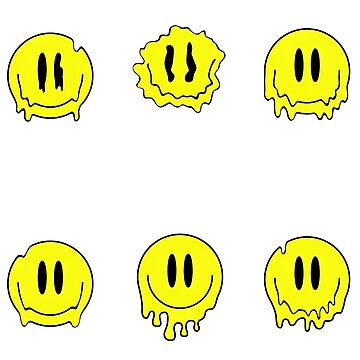 "Drippy Smiley Face Stickers Pack, Trip Style, Multi" Sticker for Sale ...