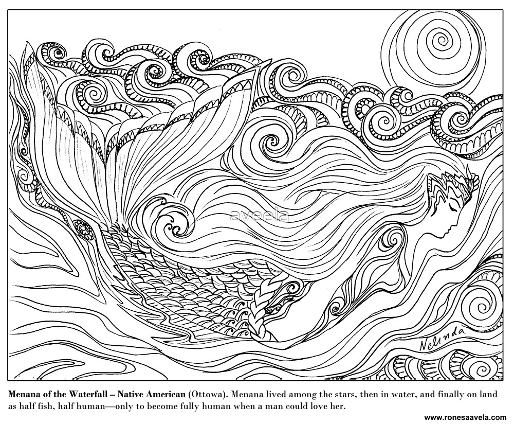 "Menana of the Waterfall – Native American (Ottowa) #Mermaid" by aveela ...