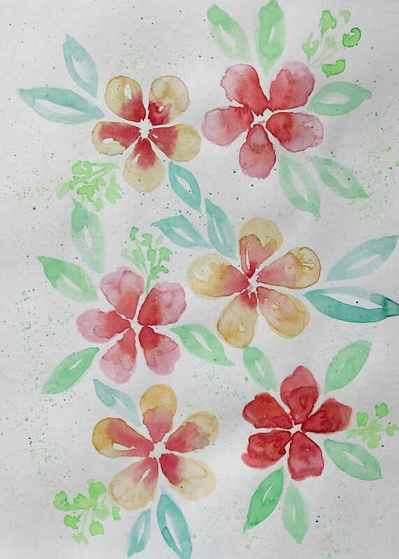 "Watercolor flowers Hawaii inspired art" by dpaquetteart | Redbubble