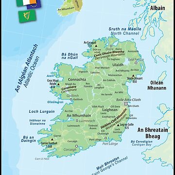 "Éire, map of Ireland in Irish (and main names in English)" Poster by ...