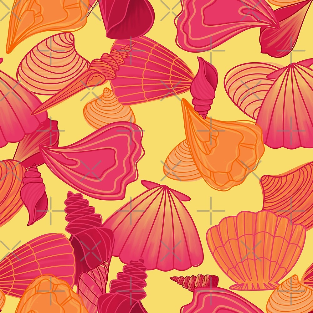 "Pastel Pink, Orange, and Red Shells" by Krystal Thomas | Redbubble