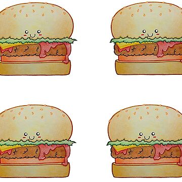 "Juicy Burger Stickers - A Happy Cute Hamburger With Kawaii Face ...