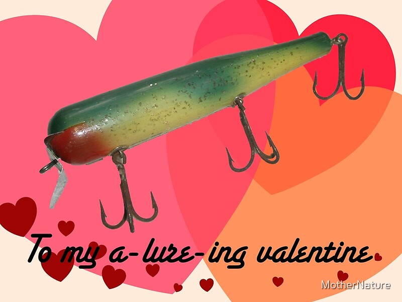 "Vintage Fishing Lure Valentine Card" by MotherNature | Redbubble