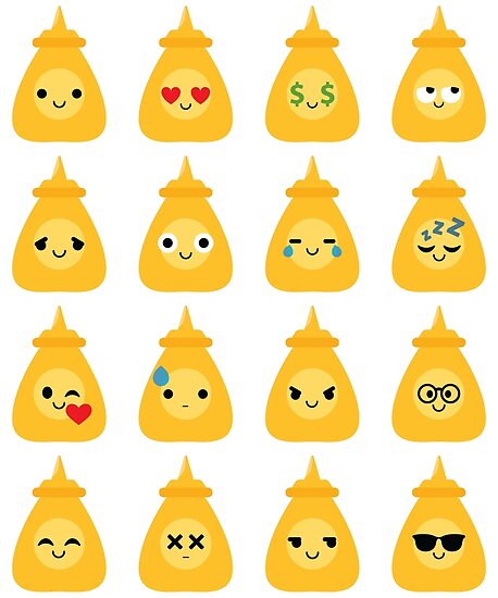 "Mustard Sauce Emoji Different Facial Emotion" Posters by teeandmee ...