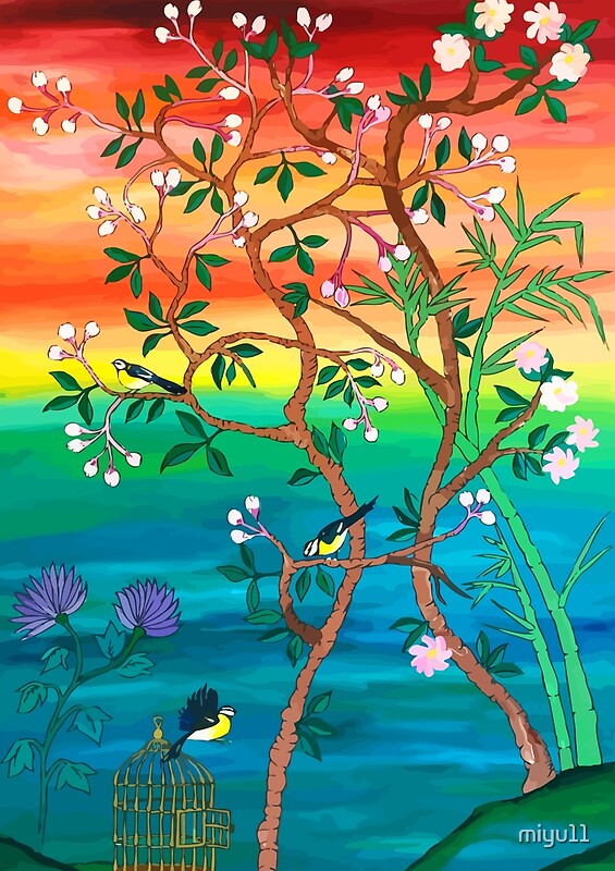 "Sunset Escape Chinoiserie" by miyu11 | Redbubble