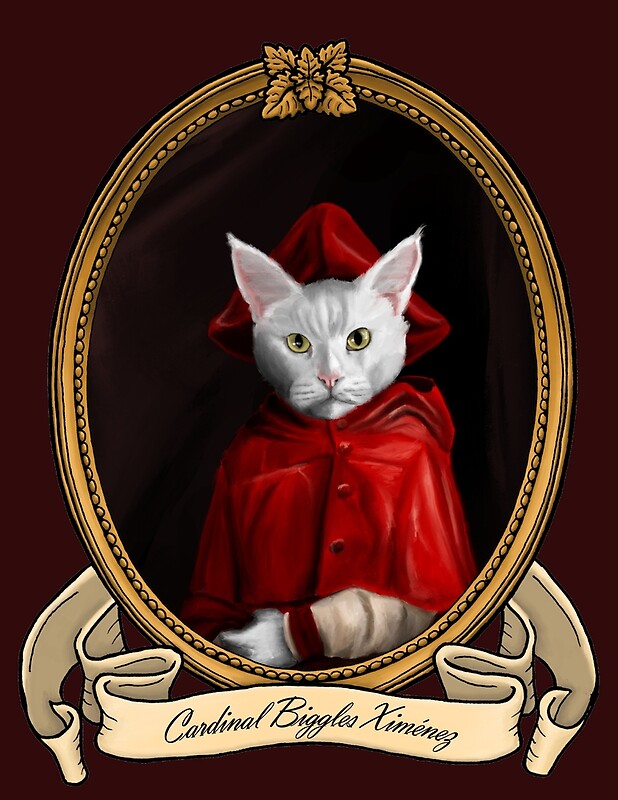"Renaissance Cat - Cardinal Biggles Ximénez (A White Cat)" by JMSArt ...