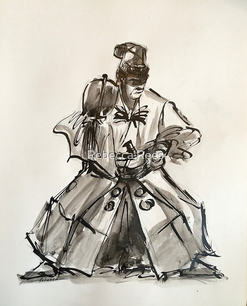"Gyoji - Ink wash painting of a Sumo Referee on vintage 11x14" paper ...