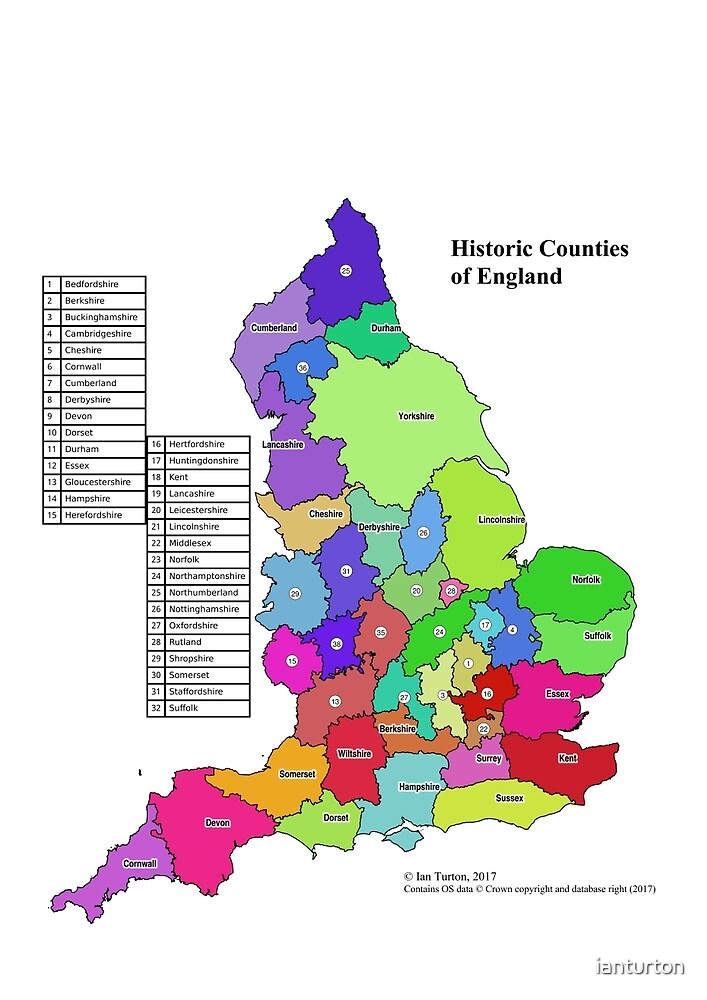 "Historic Counties of England" by ianturton | Redbubble