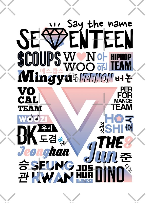 "SEVENTEEN Font Collage ver. 2 (Rose Quartz & Serenity)" by ...
