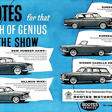 "Vintage Rootes Motors car advert, 1960" Poster for Sale by Scenebyrail ...