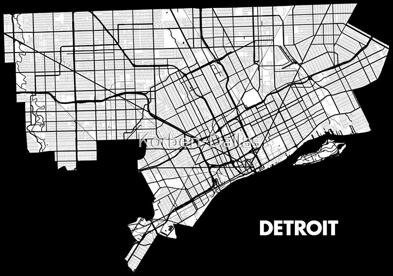 "Detroit Street Map - White" by Korben-Dallas | Redbubble