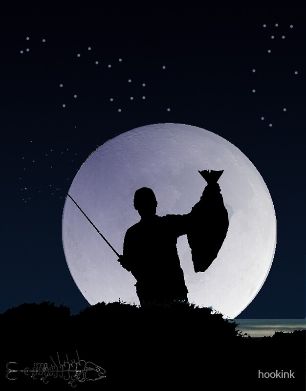 "Full Moon Bottom Surf Fishing" by hookink | Redbubble