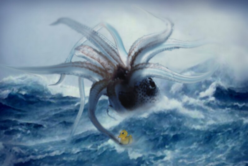 "Giant Squid & Duck" by Cliff Vestergaard | Redbubble