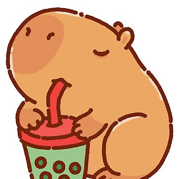 "Cute capybara drinking boba tea , bubble tea" Canvas Print for Sale by ...