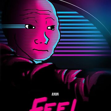 "synthwave retro wojak feels" Poster for Sale by purplepinkdrgn | Redbubble