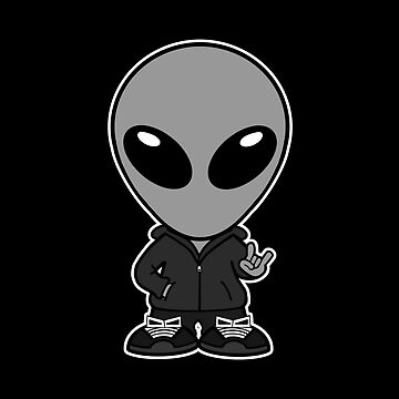 "Alien Holding Up 'Rock On' Hand Sign " Sticker for Sale by ...