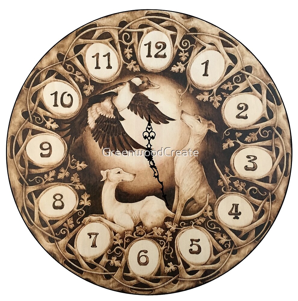 "Greyhound Art Nouveau Clock" by GreenwoodCreate | Redbubble