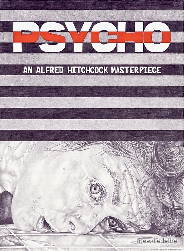 "PSYCHO hand drawn movie poster in pencil" by theexiledelite | Redbubble