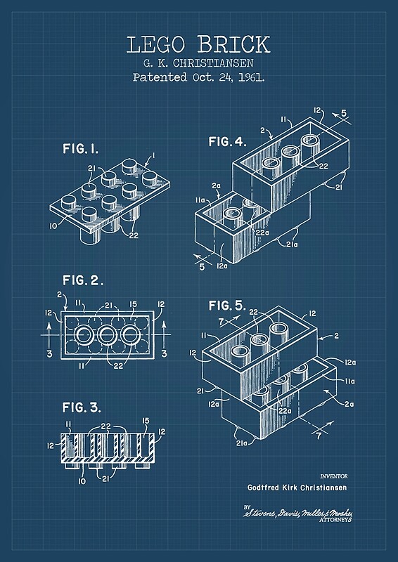 "Lego Brick Blueprint" Metal Prints by muharko | Redbubble
