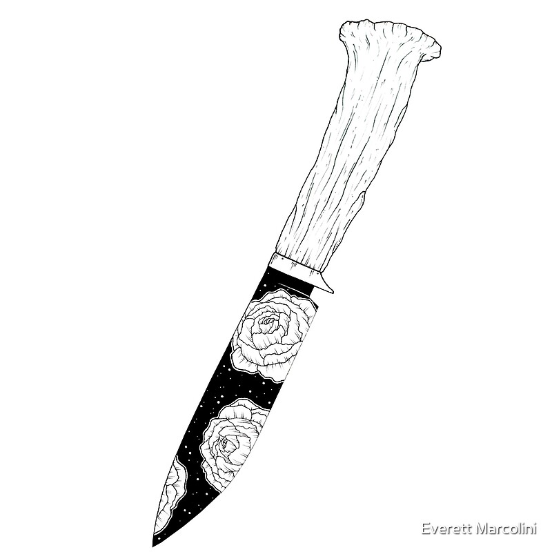 "Peony Blade Deer Antler Hunting Knife" by Everett Marcolini | Redbubble