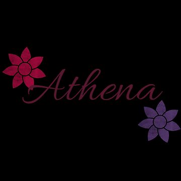 "Athena Floral Name Calligraphy Design Black Version" Sticker for Sale ...