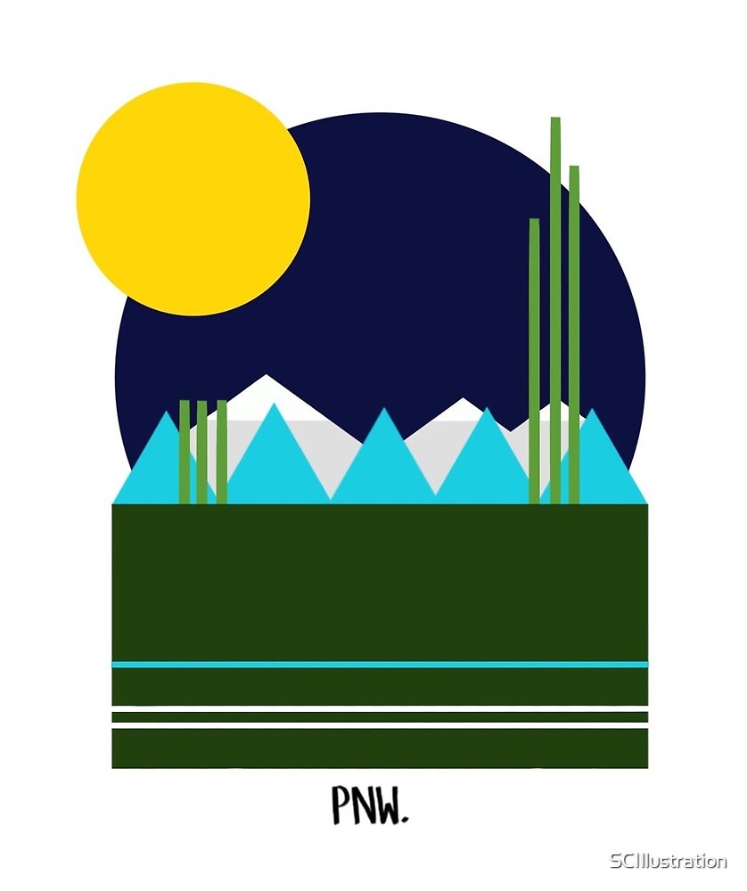 "PNW - Mountains and Oceans Art Print" by SCIllustration | Redbubble