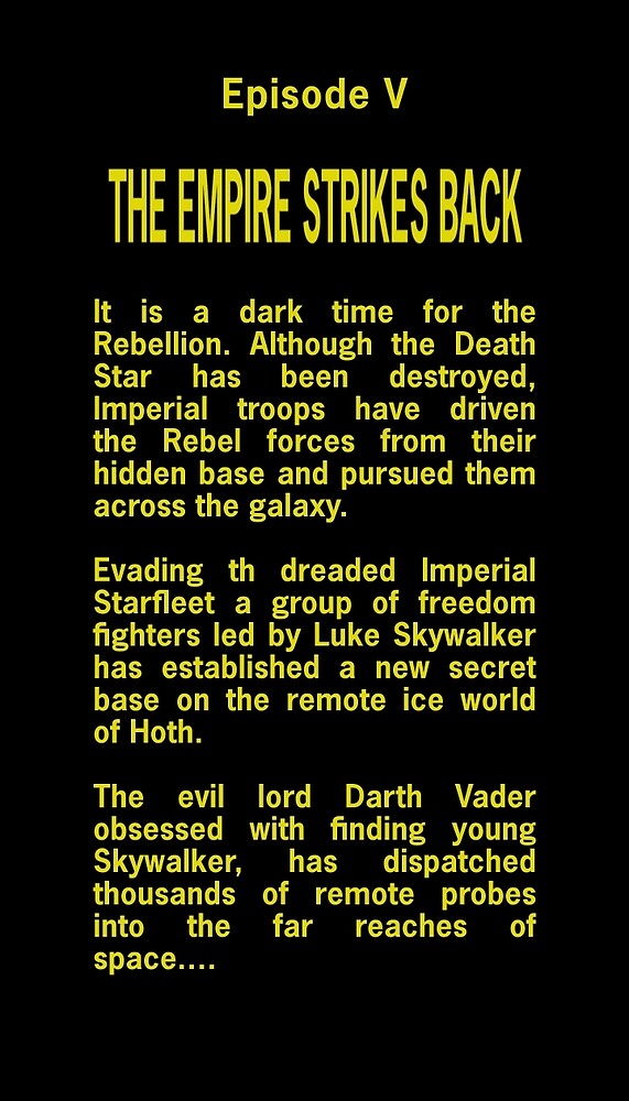 "Episode V Opening Crawl Text" by UnconArt | Redbubble